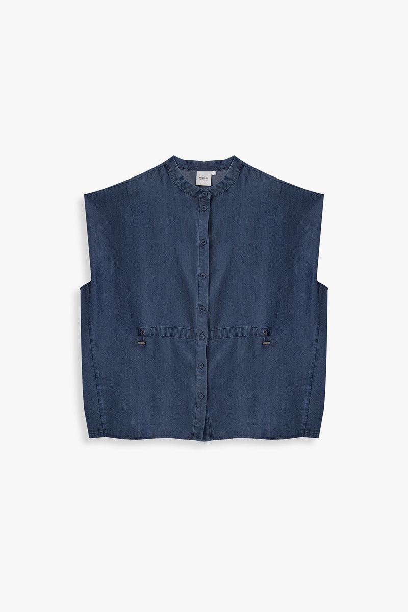 Denim Drawstring Waist Top – MONOLOQ